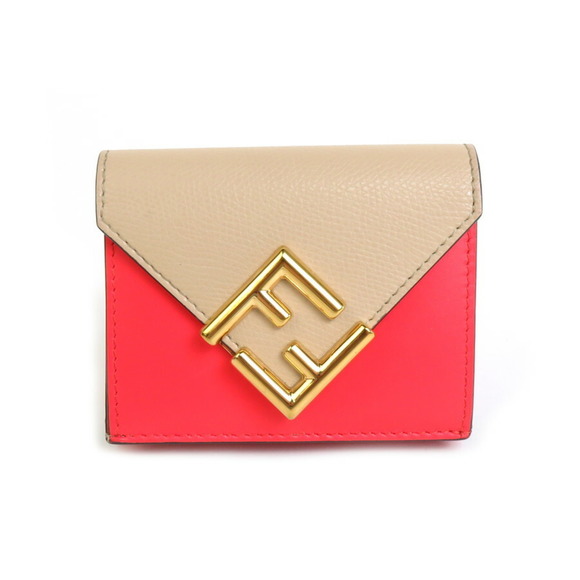 Fendi | Accessories | Fendi Bifold Wallet Leather Red X Beige Ladies ...